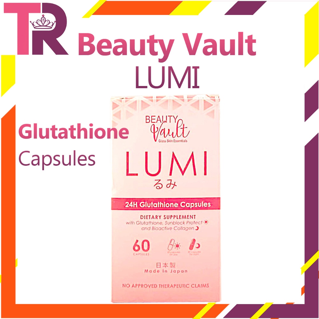 LUMI 24H Glutathione Capsules Sunblock Protect Bioactive Collagen Beauty Vault 60 Capsules ...