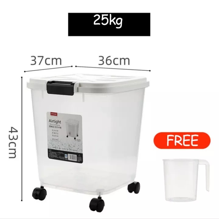 Cereal Rice Dispenser 25 kg Airtight Food Storage Container 25kg Rice ...