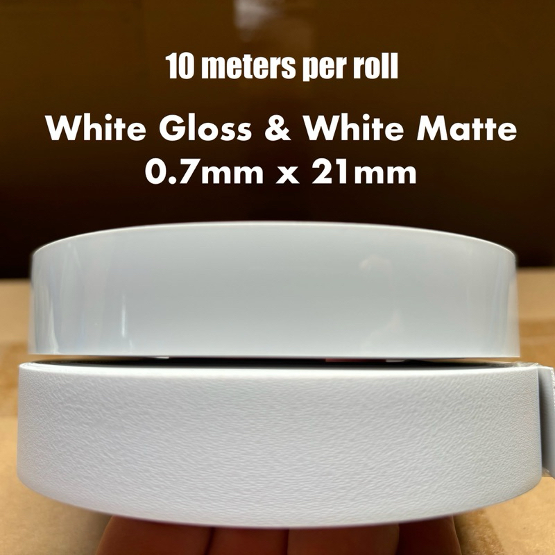 Edgeband 21mm (3/4”) White Glossy & Matte | Formica Laminate | 10m Roll ...