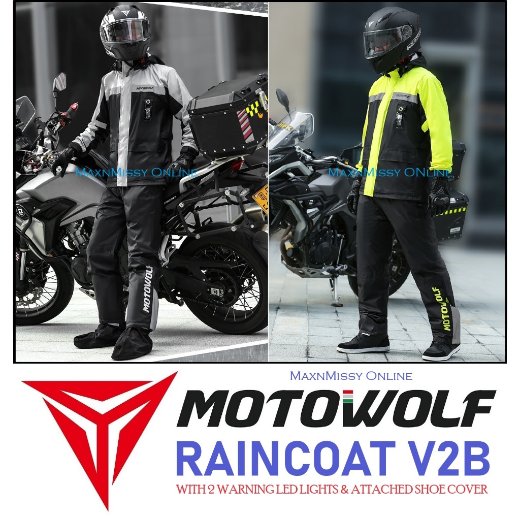 Original MOTOWOLF® V2 / V2B Raincoat with Attached Shoe Cover & 2 ...