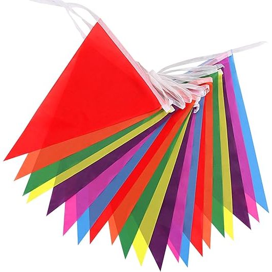 80Meter Colorful Fiesta Flag Multicolor Triangle Flags Fabric Bunting ...