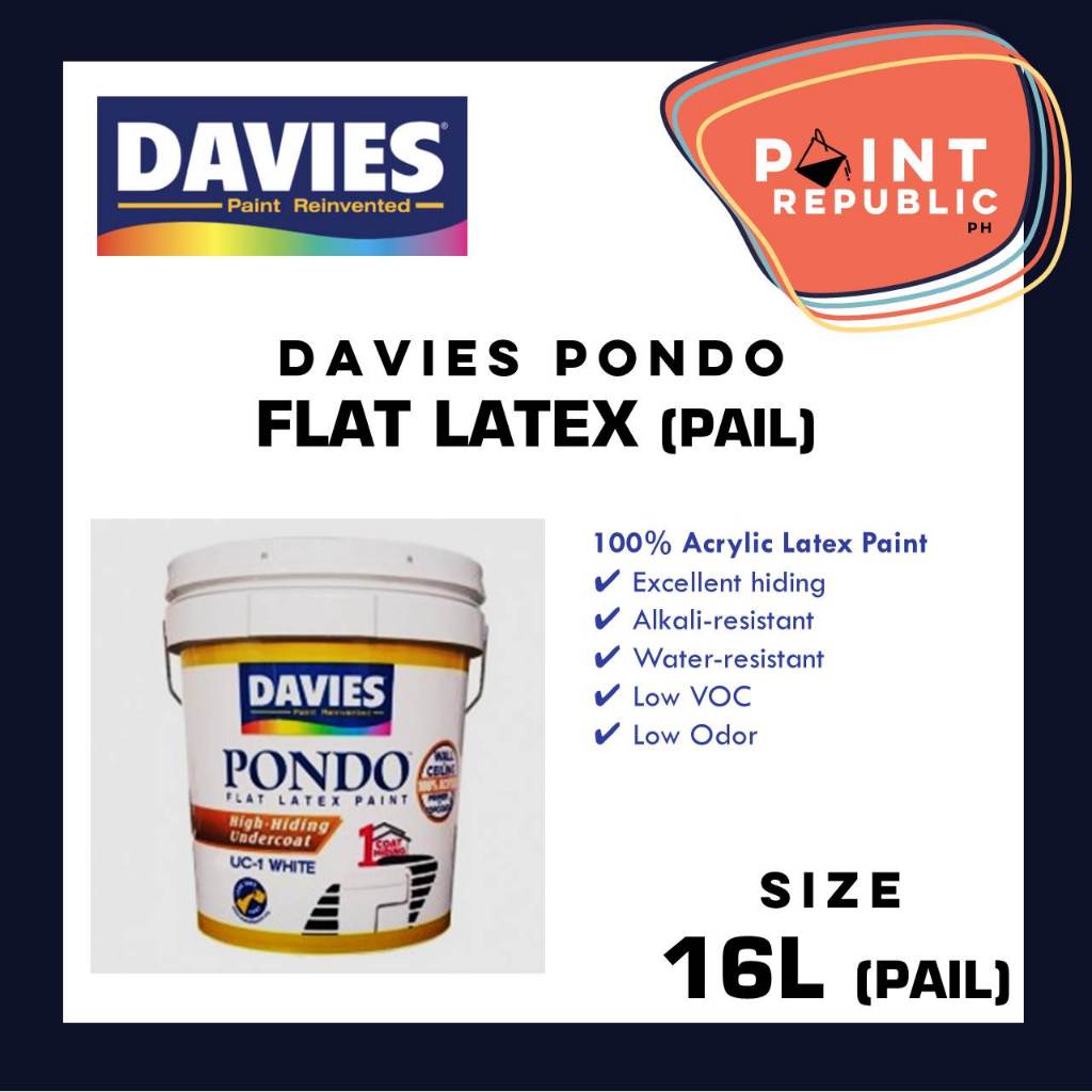 PAIL-DAVIES PONDO FLAT LATEX WHITE - 16L(Tin/Pail) | Shopee Philippines