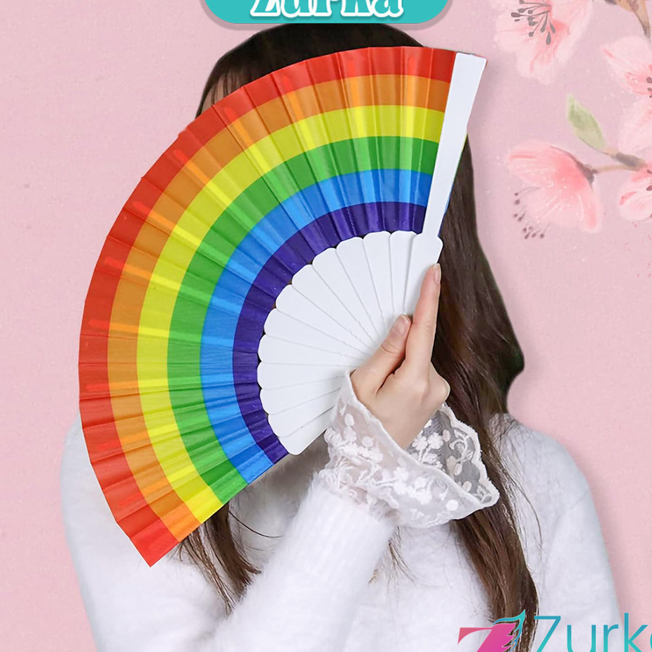 7 inch Children's Craft Folding Fan Rainbow Flat Fans Kindergarten ...