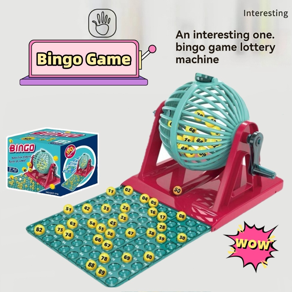 Bingo Lotto Lottery Traditional Family Bingo Game Set Cage Balls Cards ...