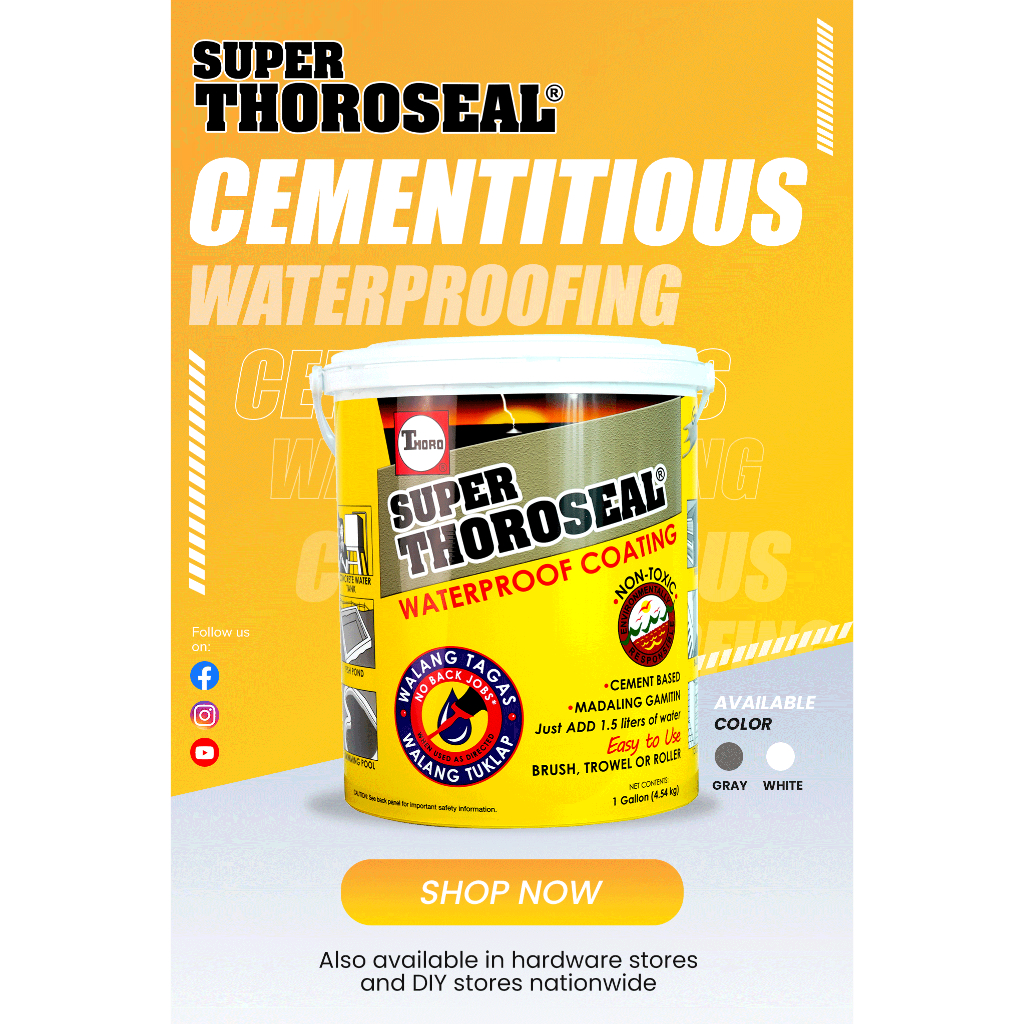 Super Thoroseal Cementitious Waterproofing in Gray or White 4.54kg ...