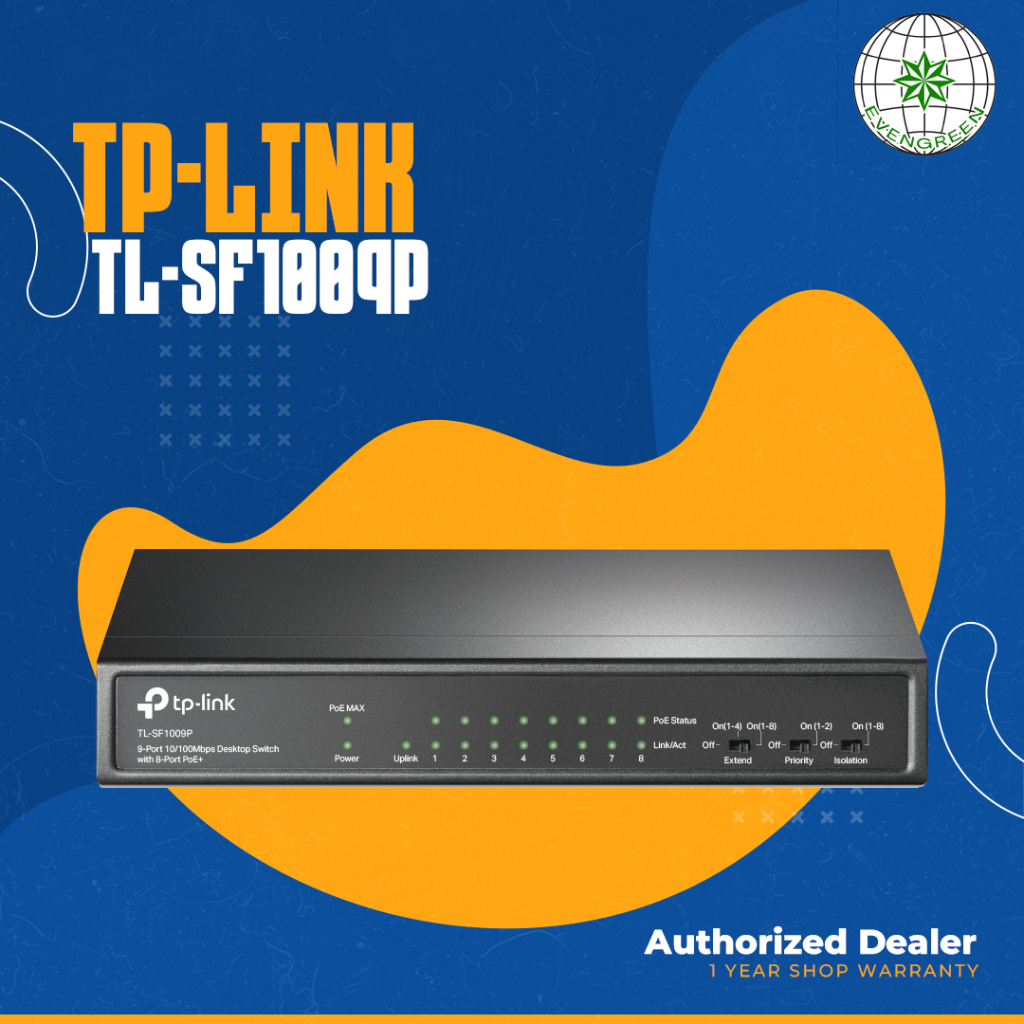 TP-Link TL-SF1009P 9-Port 10/100Mbps 65W Desktop Switch with 8-Port PoE+ | Shopee Philippines