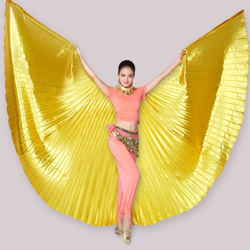Dance Butterfly Wings Adult Women Gold Belly Dance Costume Shinny ...
