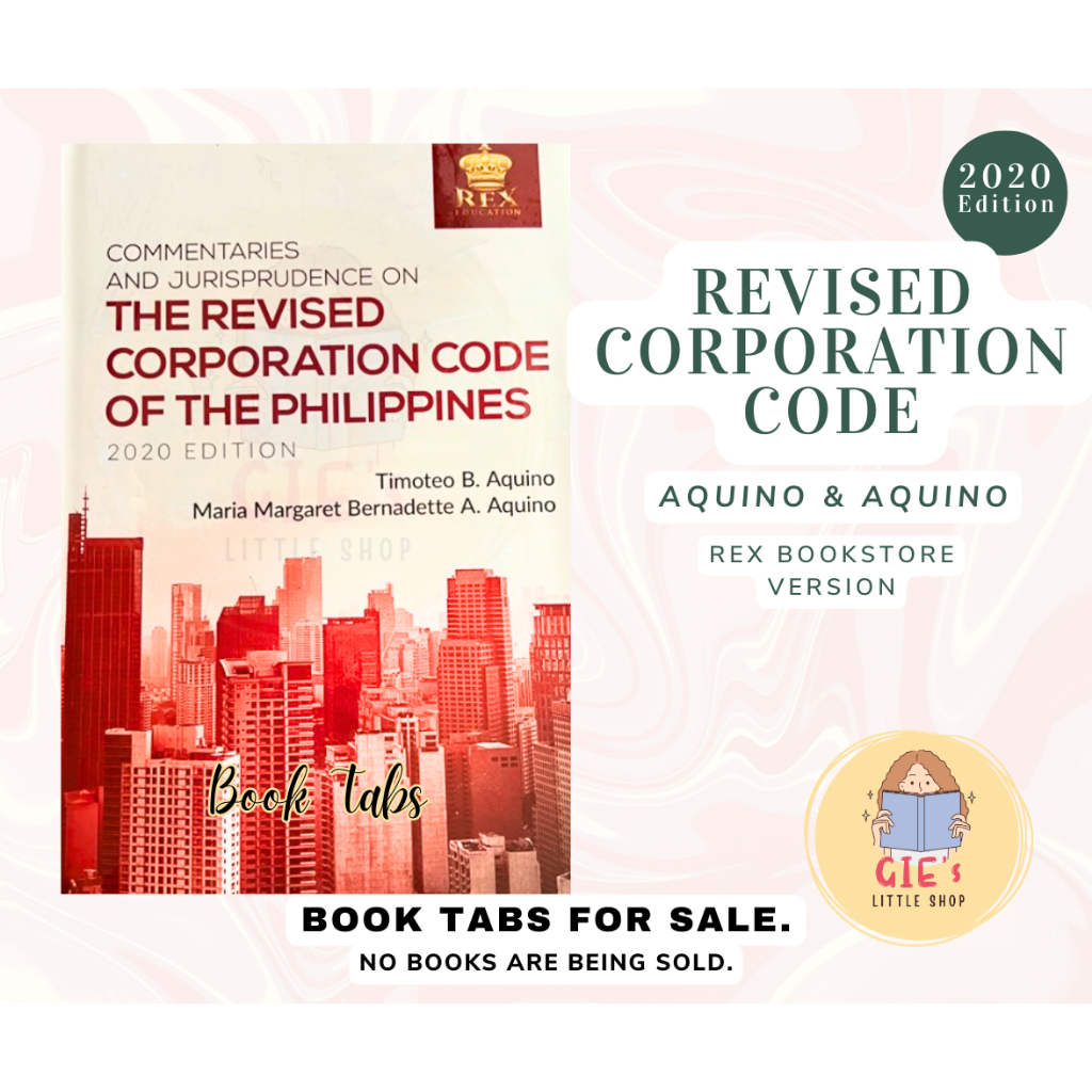 REVISED CORPORATION CODE by AQUINO 2020 REX Tabs Flags Stickers Labels ...