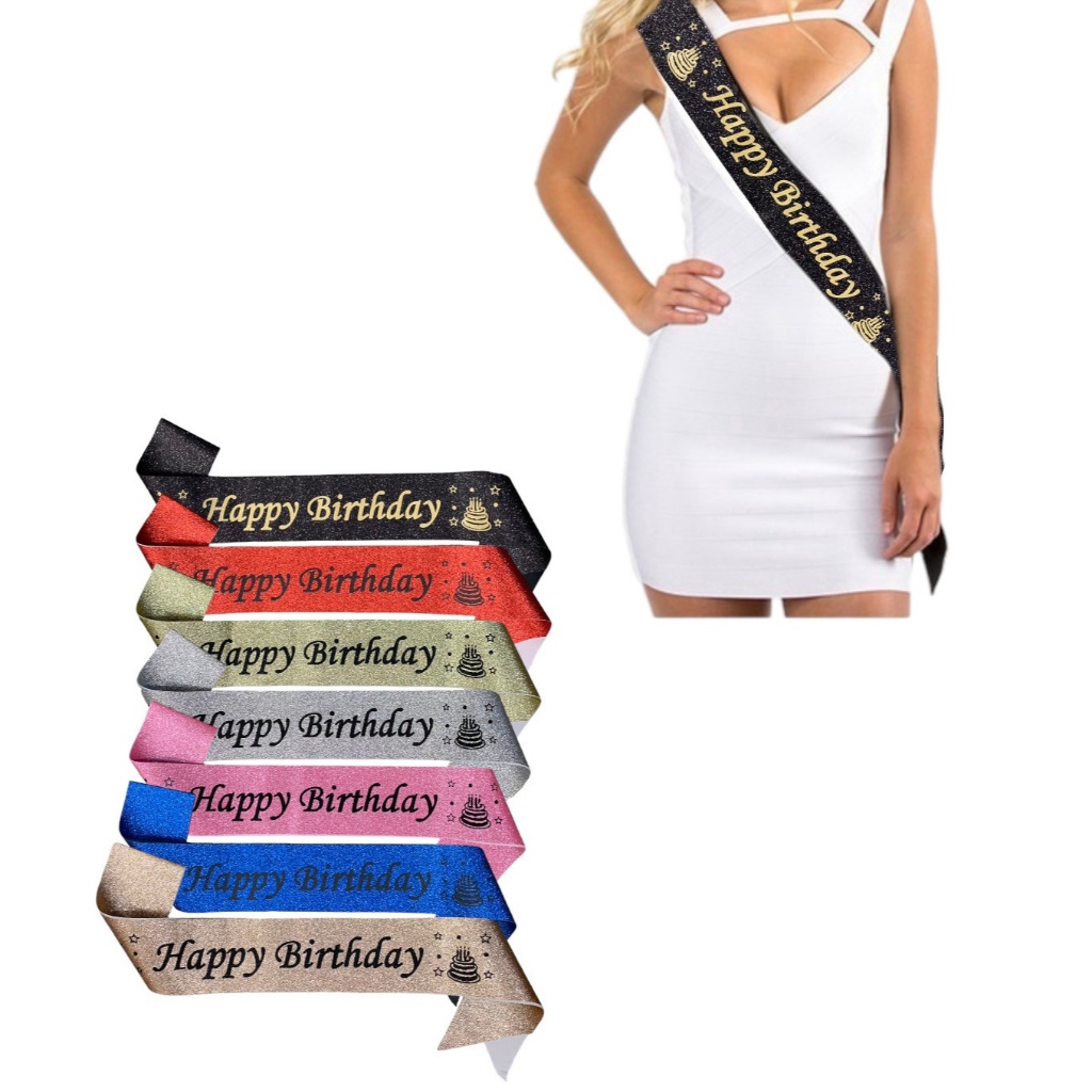 Happy Birthday Sash Glitter Letter Hot Stamping Process Party Accessory ...