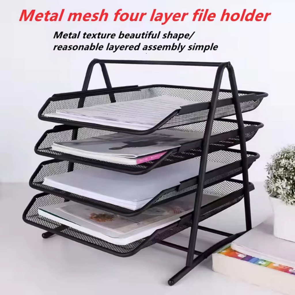 Office supplies desk tray/wire mesh 3、4、5 layer file tray/basket rack ...