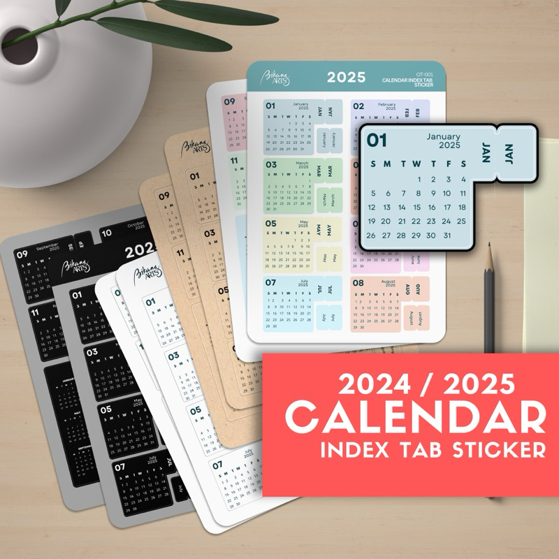 2 Sheets 2025 Calendar Index Tab Stickers , 12 Month Planner Index Tabs ...