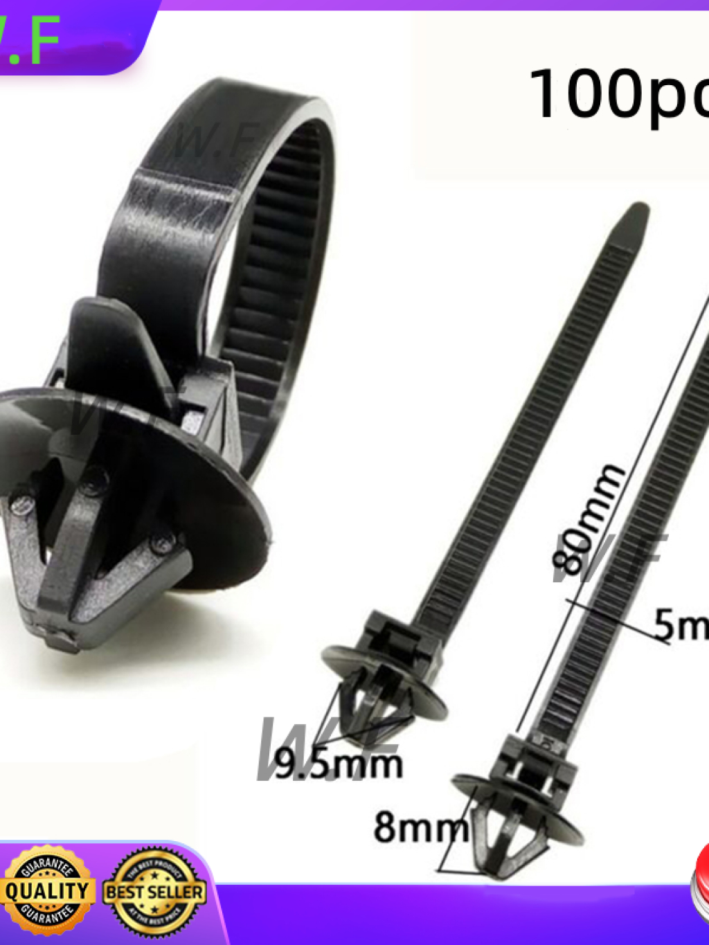100PCS Car Cable Fastening Zip Ties Universal Auto Cable Strap Push ...
