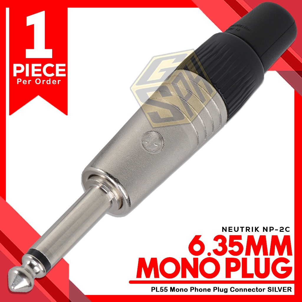 NEUTRIK NP2C 6.35mm Mono Plug PL55 Mono Plug Audio Connector SILVER ...