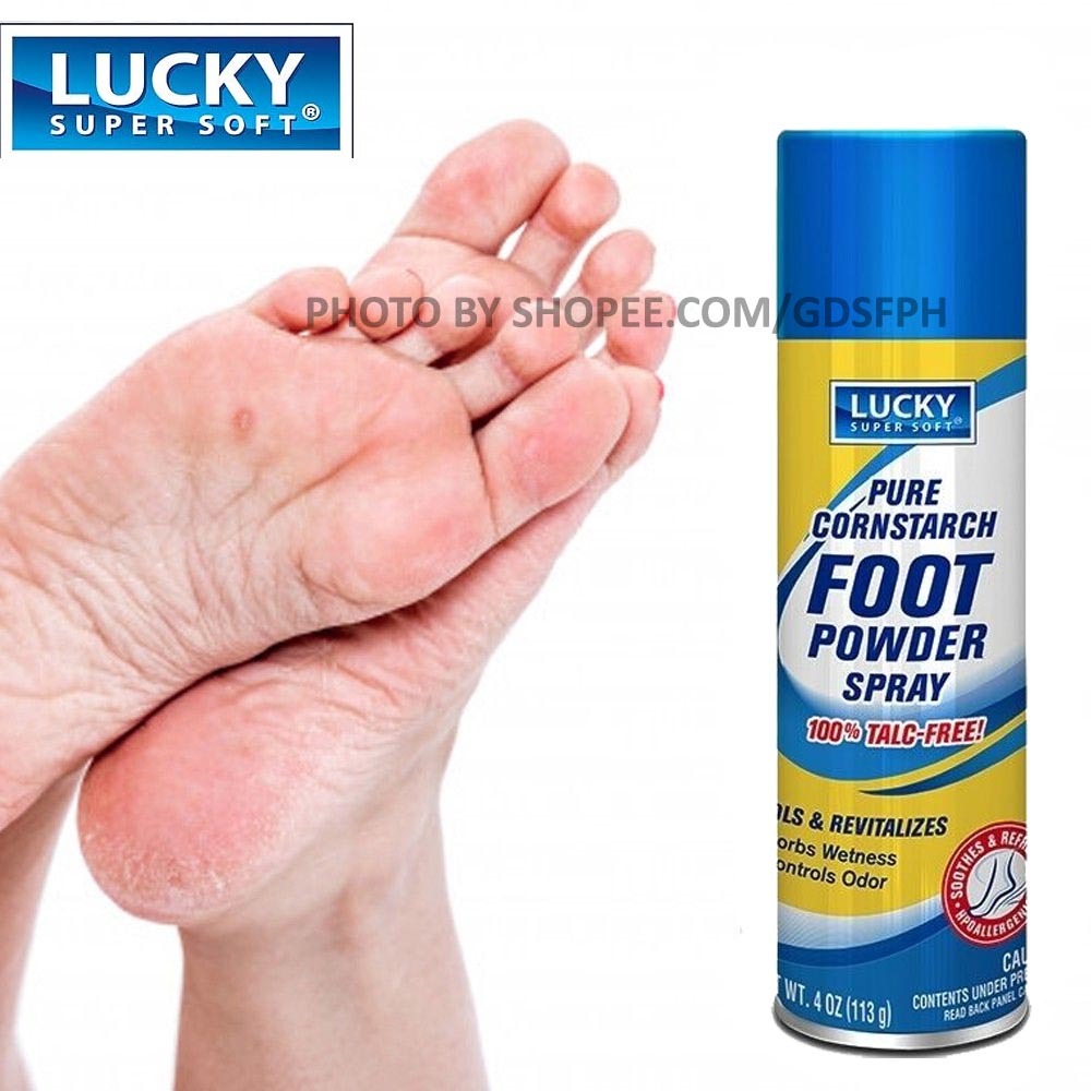 Lucky Super Soft Foot Powder Spray 100% Talc Free Cools & Revitalizes ...