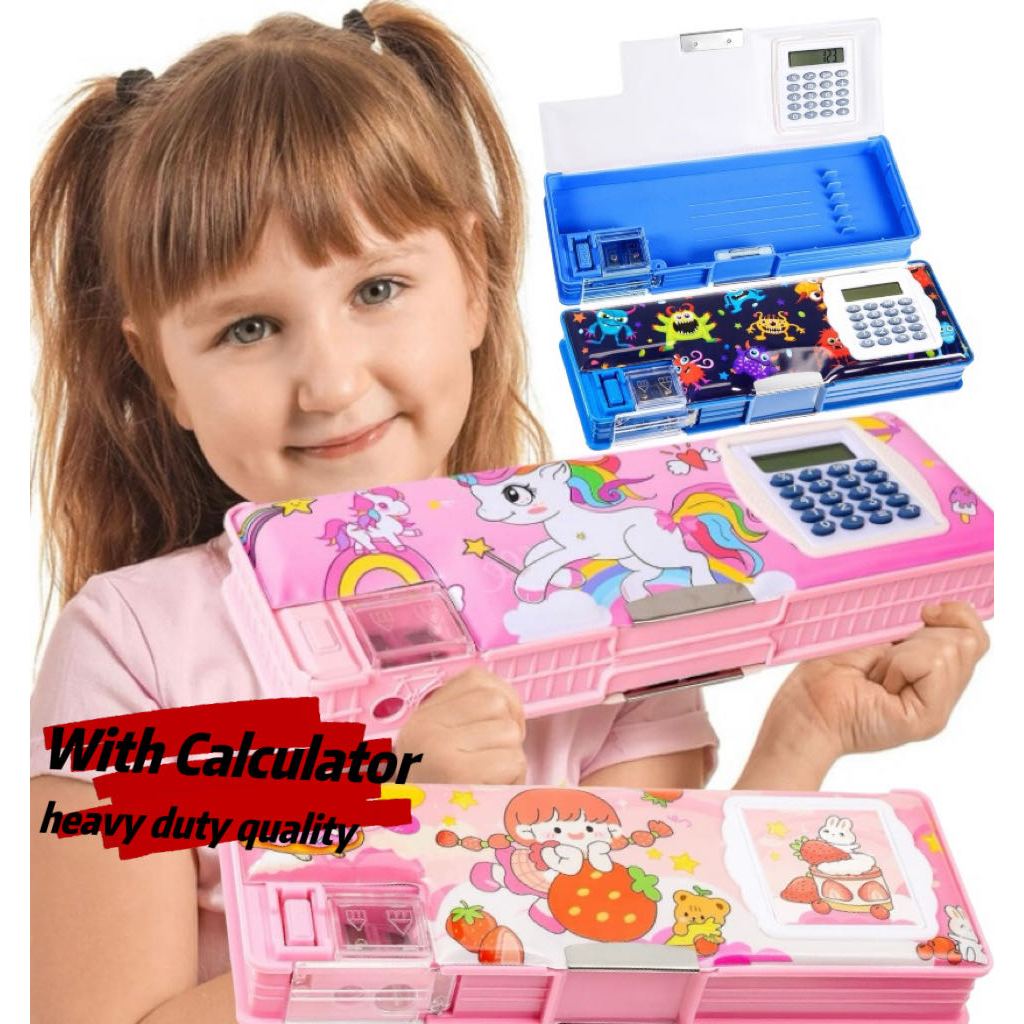 Large cartoon pencil case with calculator double sided pencil case with ...