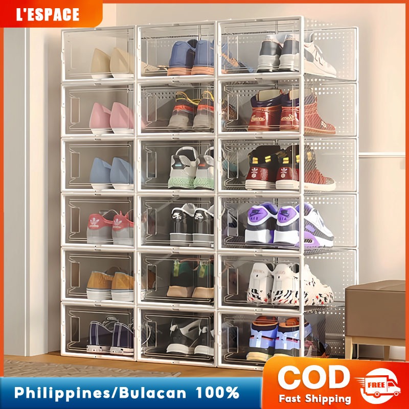 14PCS Stackable Shoe Box Magnetic Transparent Shoe Storage Box ...