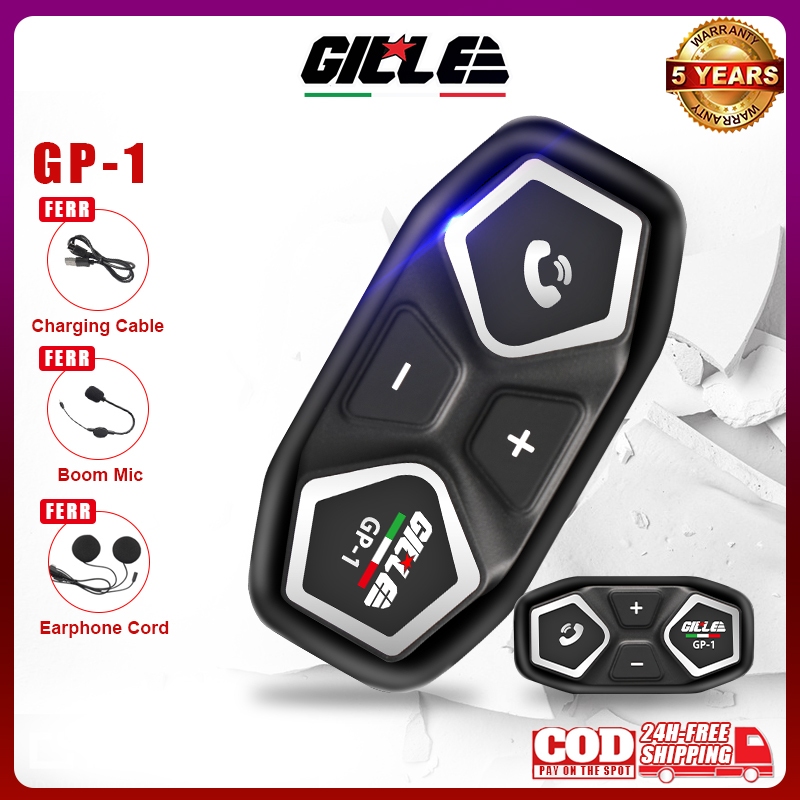 𝟭𝟬𝟬 𝗢𝗥𝗜 Gille Gp1 Helmet Intercom For Motorcycle Bluetooth Headset With Mic Waterproof Ip67