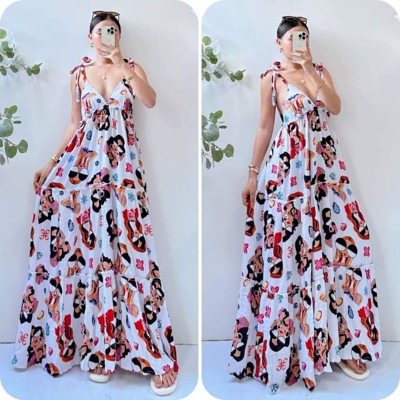 Simone Self-tie Maxi Dress | Shopee Philippines