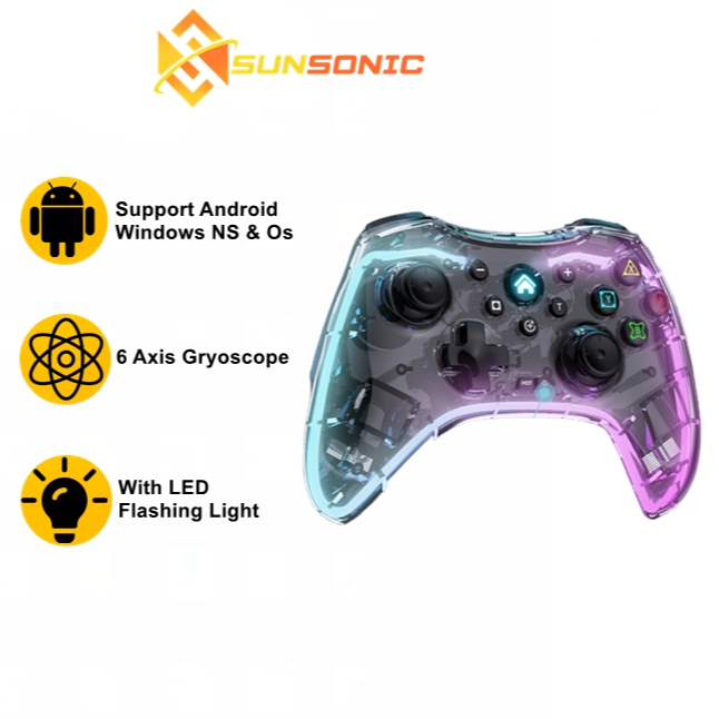 Bsp S03 Wireless Controller with Turbo Function & RGB Effect Crystal ...
