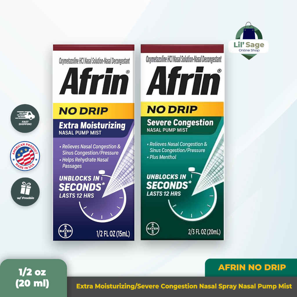Afrin No Drip 12 Hour Nasal Congestion Relief Pump Mist, Sinus Spray ...