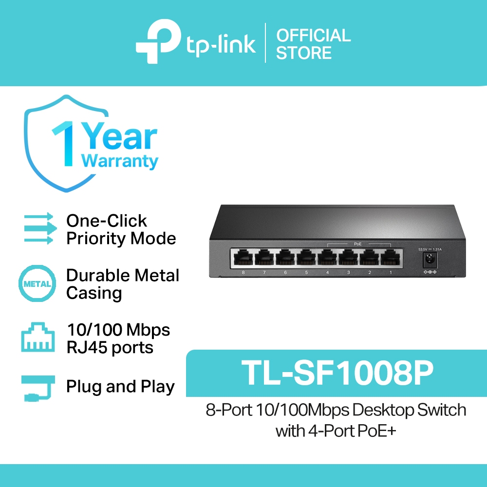 TP-Link | TL-SF1008P | 8-Port | 10/100Mbps | PoE | Network | Switch ...