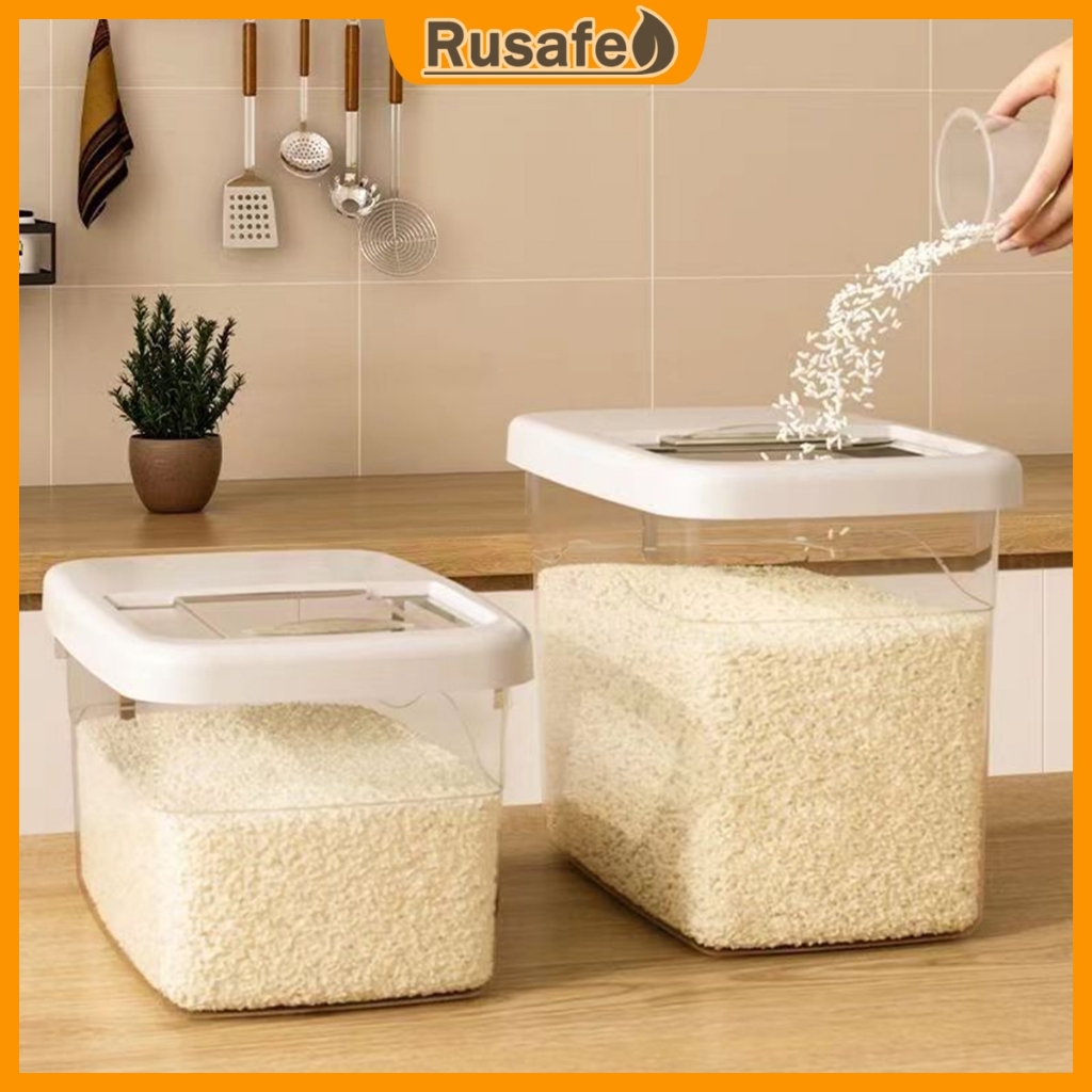 7.5/10/12.5KG Kitchen Rice Storage Box Transparent Rice Dispenser Large ...