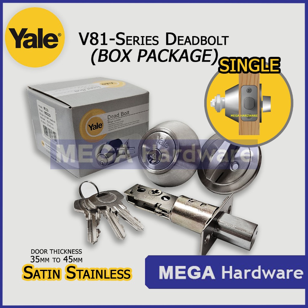 Yale Single or Double Deadbolt Door Lock (Satin Stainless or Antique ...