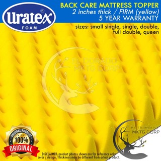 Uratex Back Care Mattress Topper FIRM yellow 2 inches 100% ORIGINAL ...