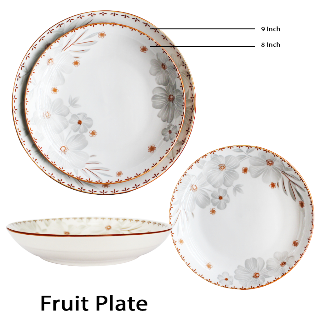 4pcs set Daisy Brown porcelain dinnerware Plates, Bowls pink flower ...