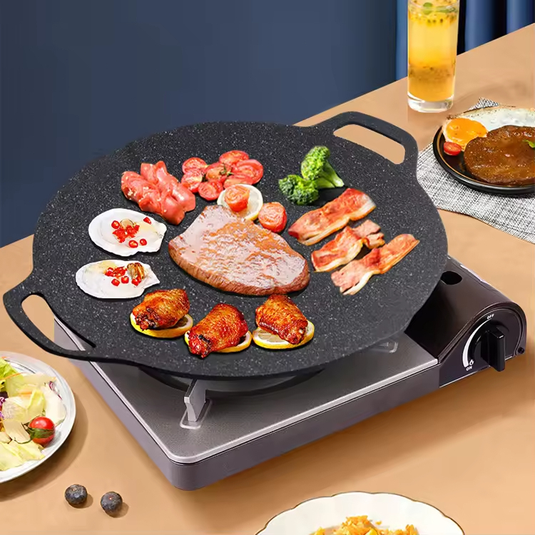 30cm grillpan- round grill pan korean camping griddle plate nonstick ...