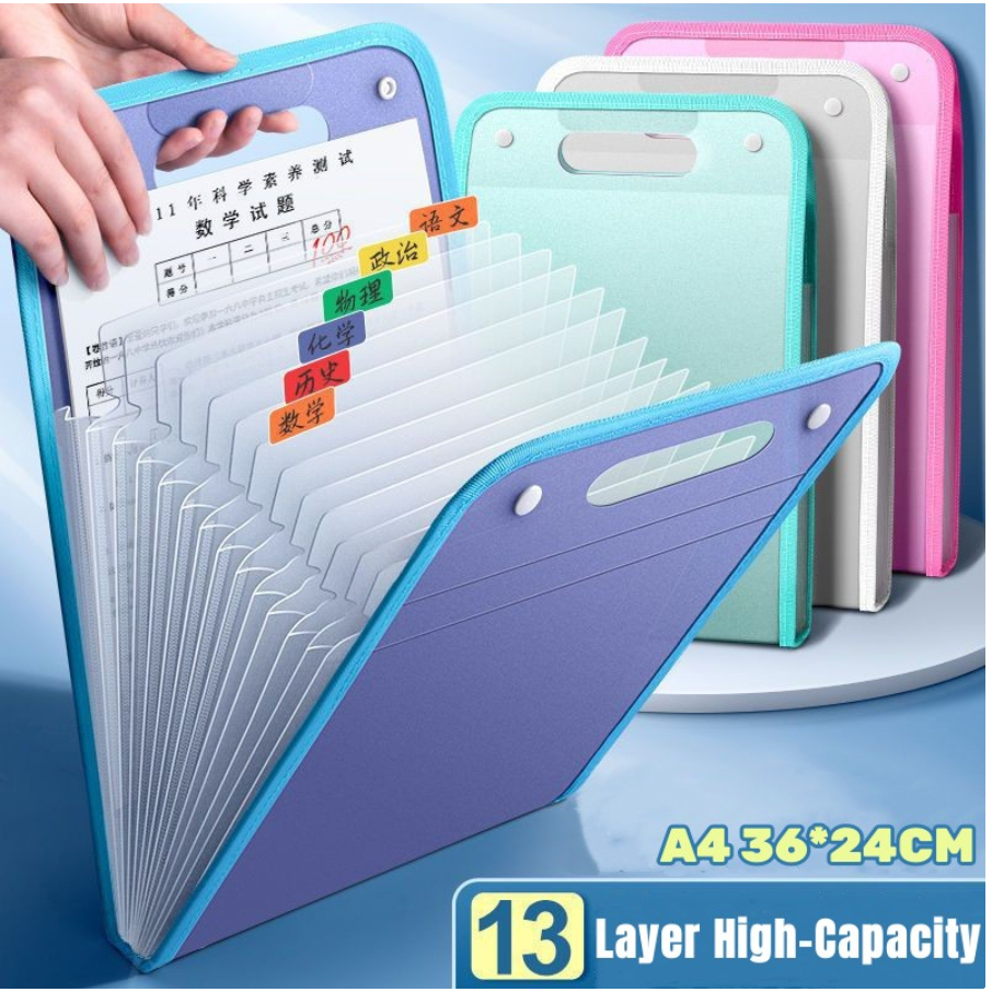 13 Layer Folder File Organizer Expanding Clear Book Test Paper Folder ...