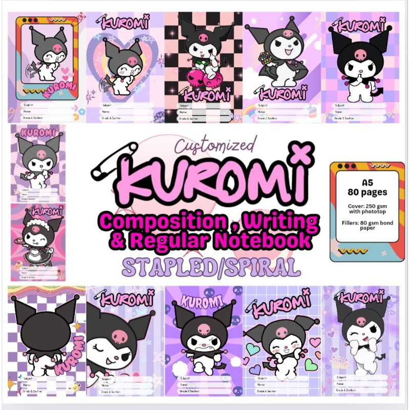 Kuromi Customized Notebook-Composition/Writing/Regular-STAPLED/SPIRAL ...