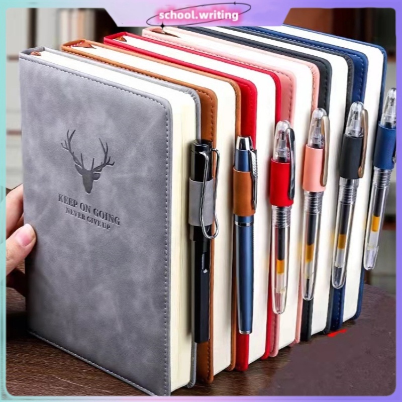 Thickened notebook leather meeting records student notepad A5 book ...