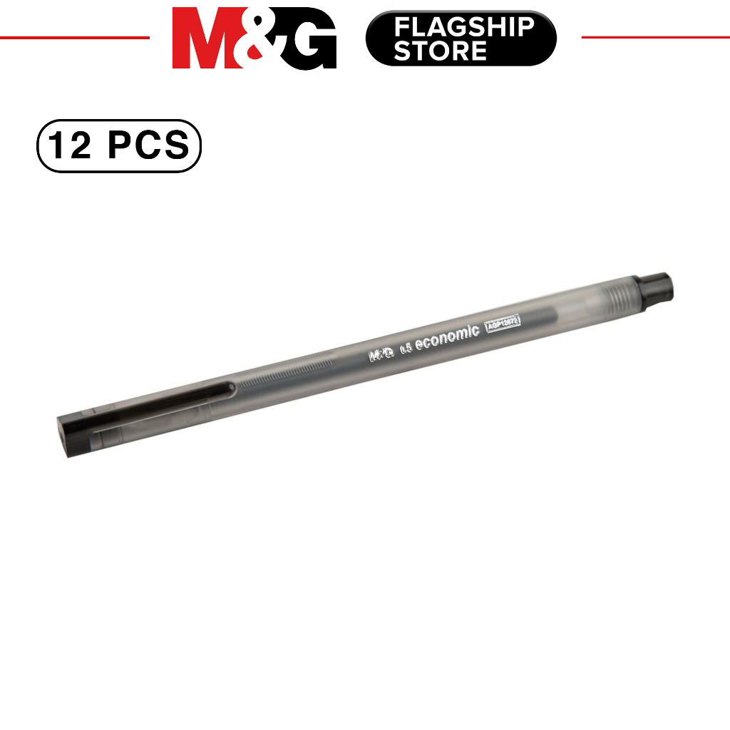 M&G Economic Gel Pen 0.5mm Black - 12pcs Set | Shopee Philippines