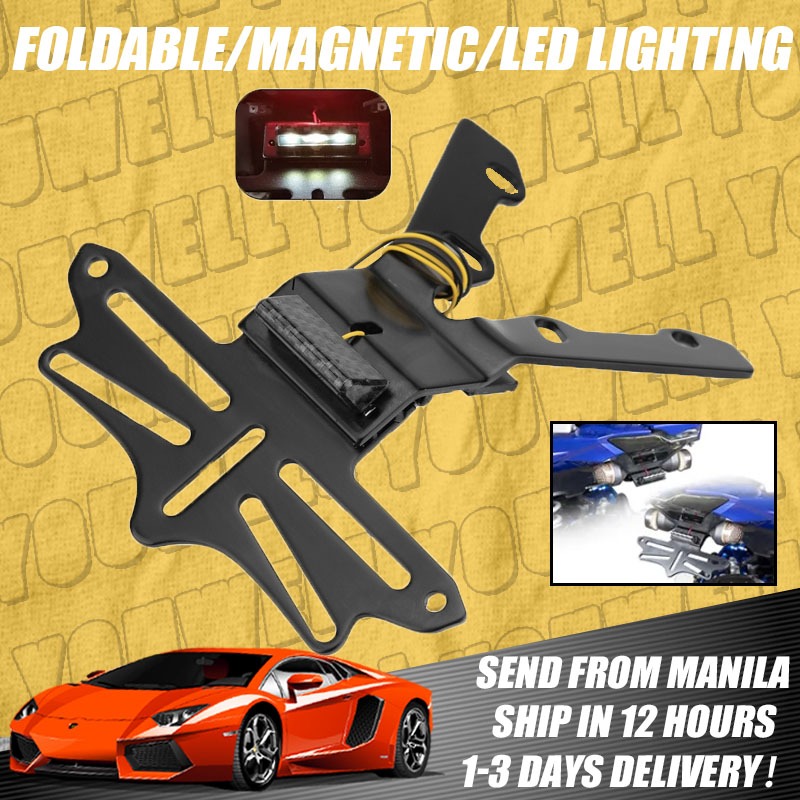 Magnetic Plate Holder Foldable With LED Plate Light Black For Sniper ...