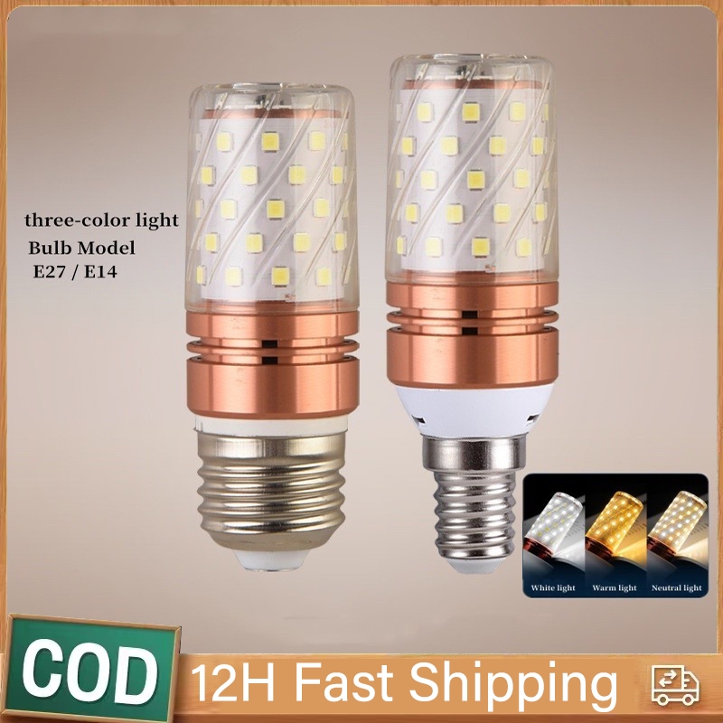 E14 Tricolor LED E27 Color Changing Corn Bulb (12W) White, Warm ...