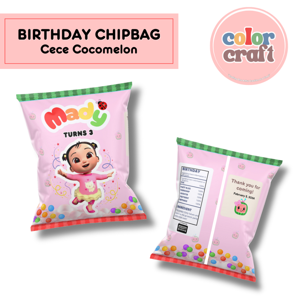 10 pcs CECE COCOMELON CHIPBAG l LOOTBAG l GIVEAWAY (Half size) | Shopee ...