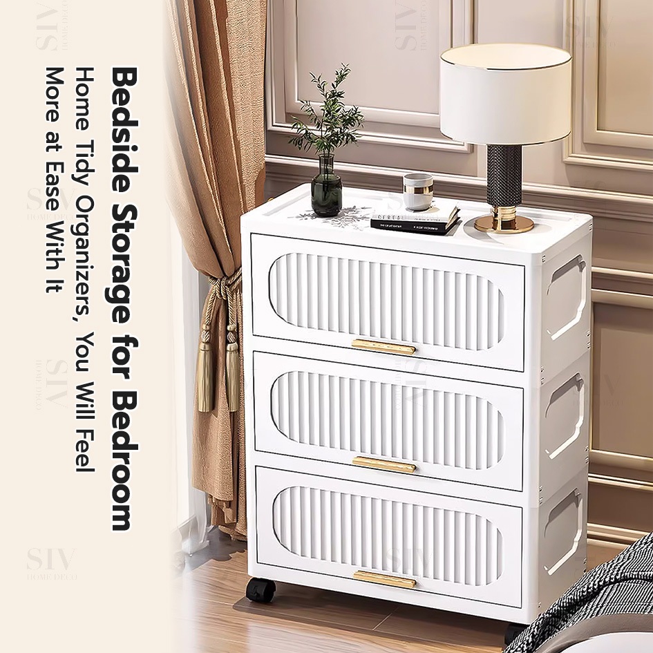 SIV 32-70cm Foldable Storage Cabinet With Flip Door Plastic Storage Box ...