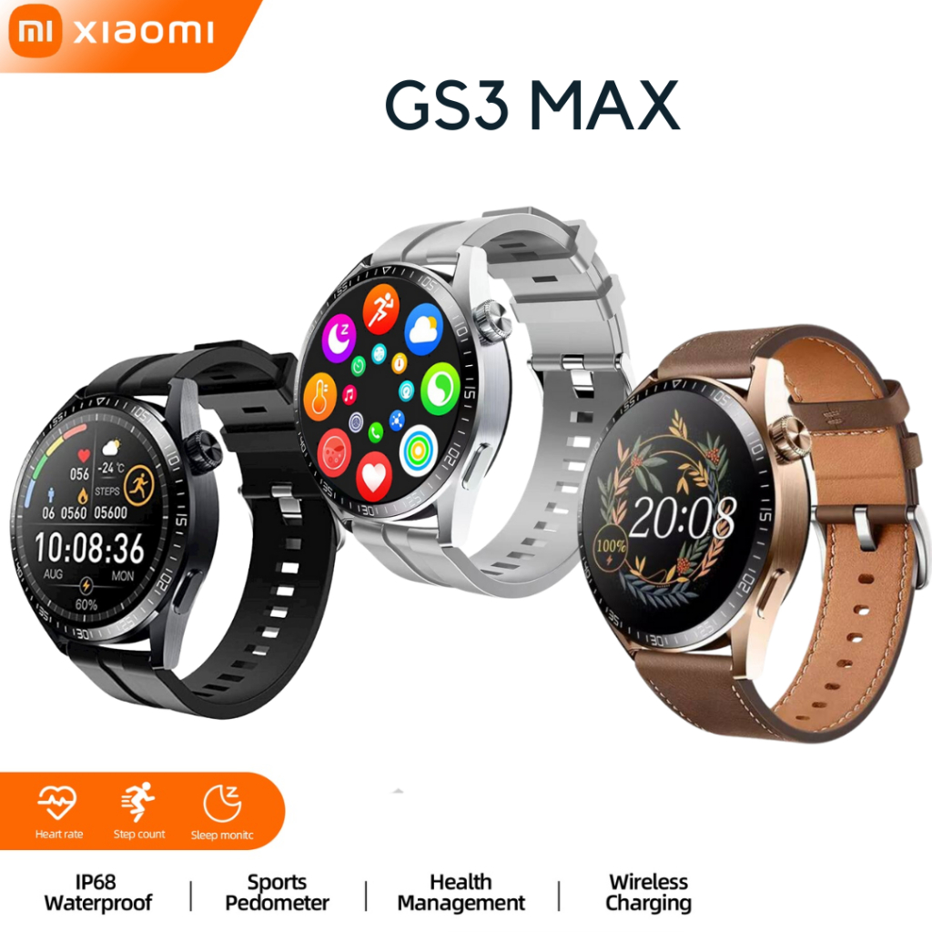 [24HRS SHIP] Xiaomi GS3 Max Smart Watch 1.35-inch HD Screen Waterproof Bluetooth for Men Android ...