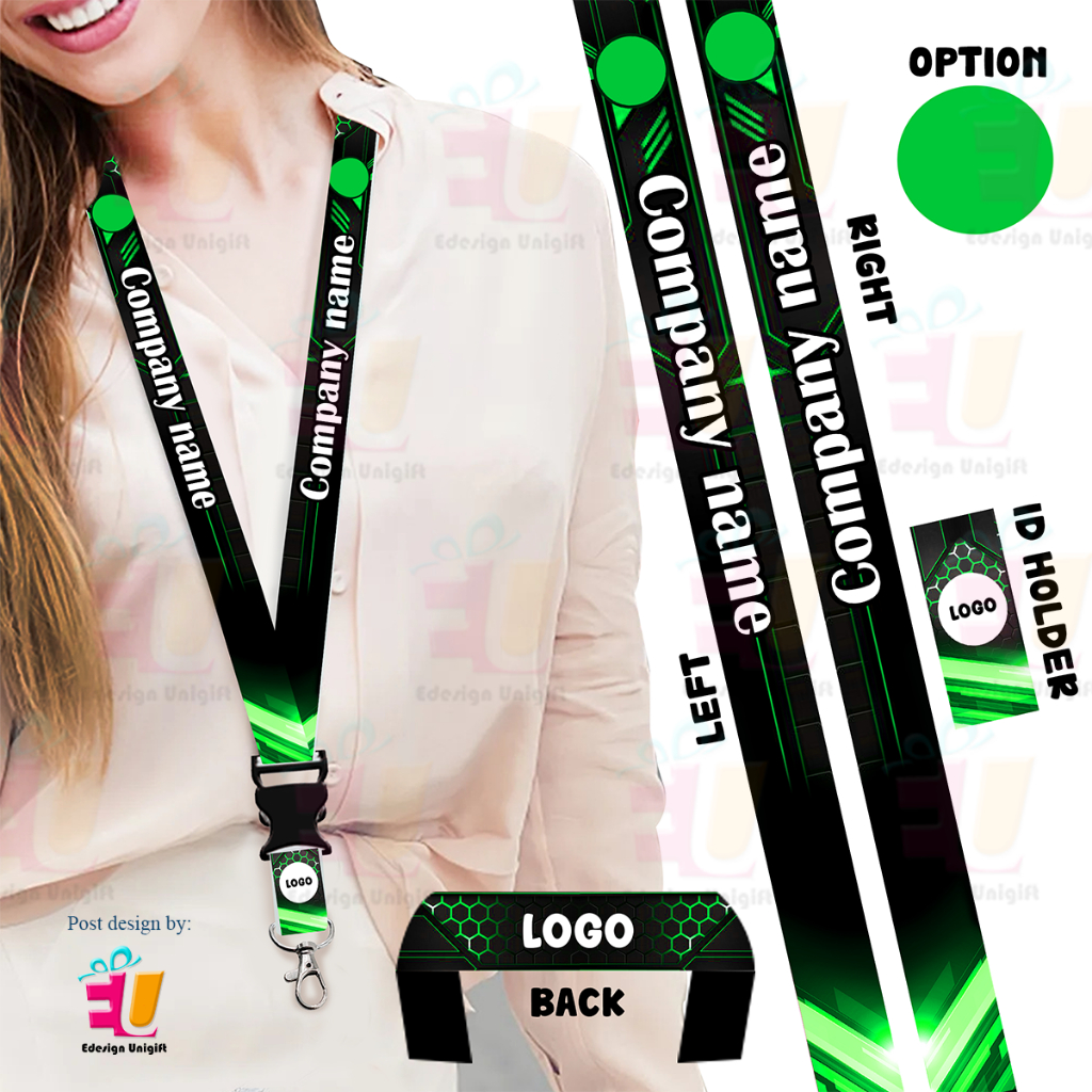 Lanyard lace for company Green color / CUSTOMIZED / PERSONALIZED ID ...