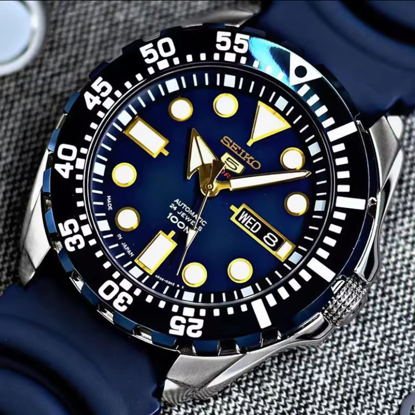 Seiko 5 Divers Mens watch water proof Casual Sport Watch blue divers ...