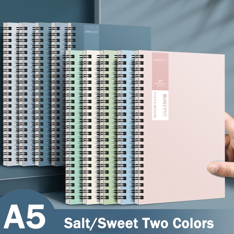 A5 Spiral Notebook Set Morandi Solid Colors Spring Notebook Aesthetic ...