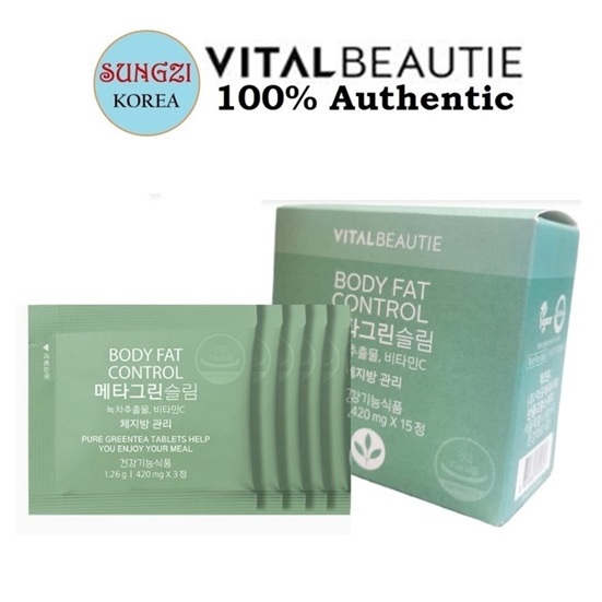 Made in Korea VITAL BEAUTIE Body Fat Control Pure Green Tea Tablets (15 ...