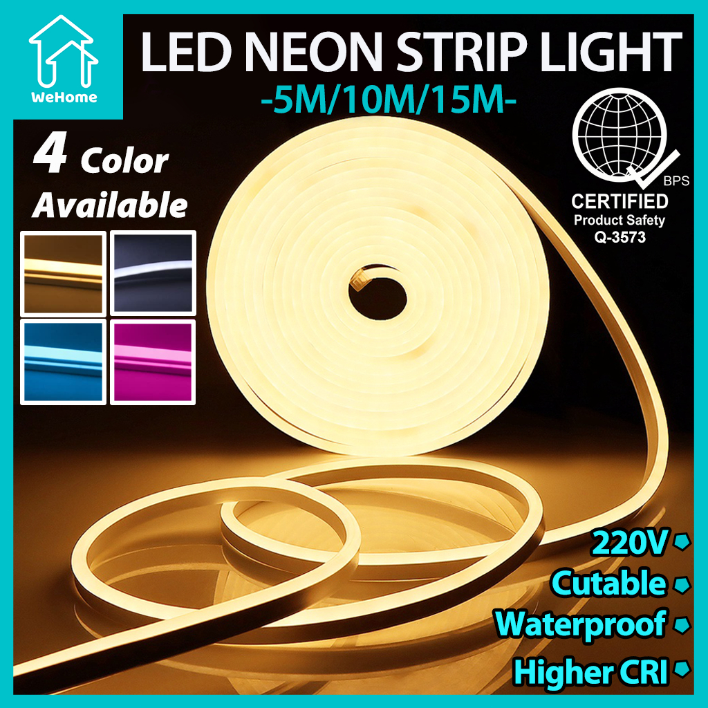 WeHome LED Strip Light 5M/10M/15M 220V White/Warm Neon Lights Indoor ...