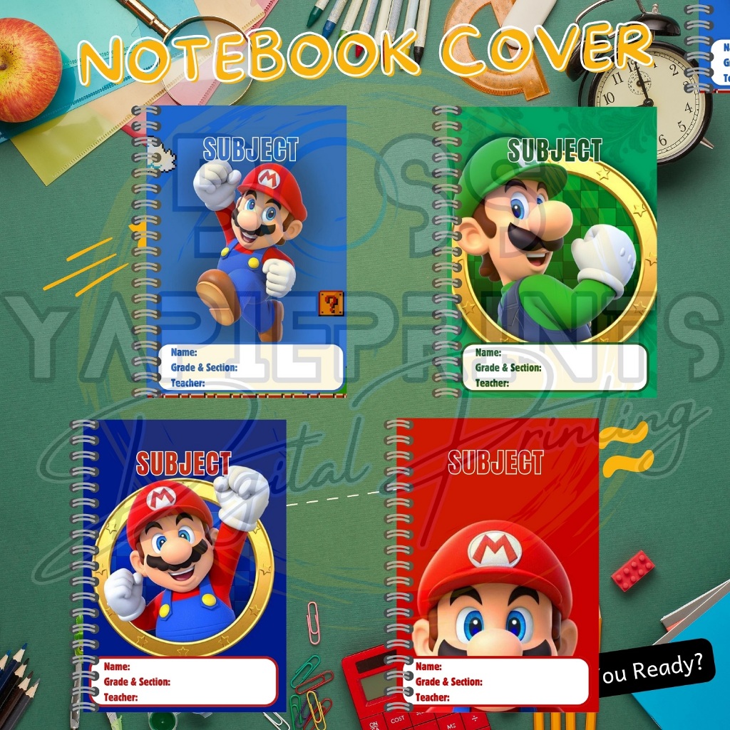 SUPER MARIO DESIGN OF NOTEBOOK COVER WITH NAME, SUBJECT AND SECTION ...