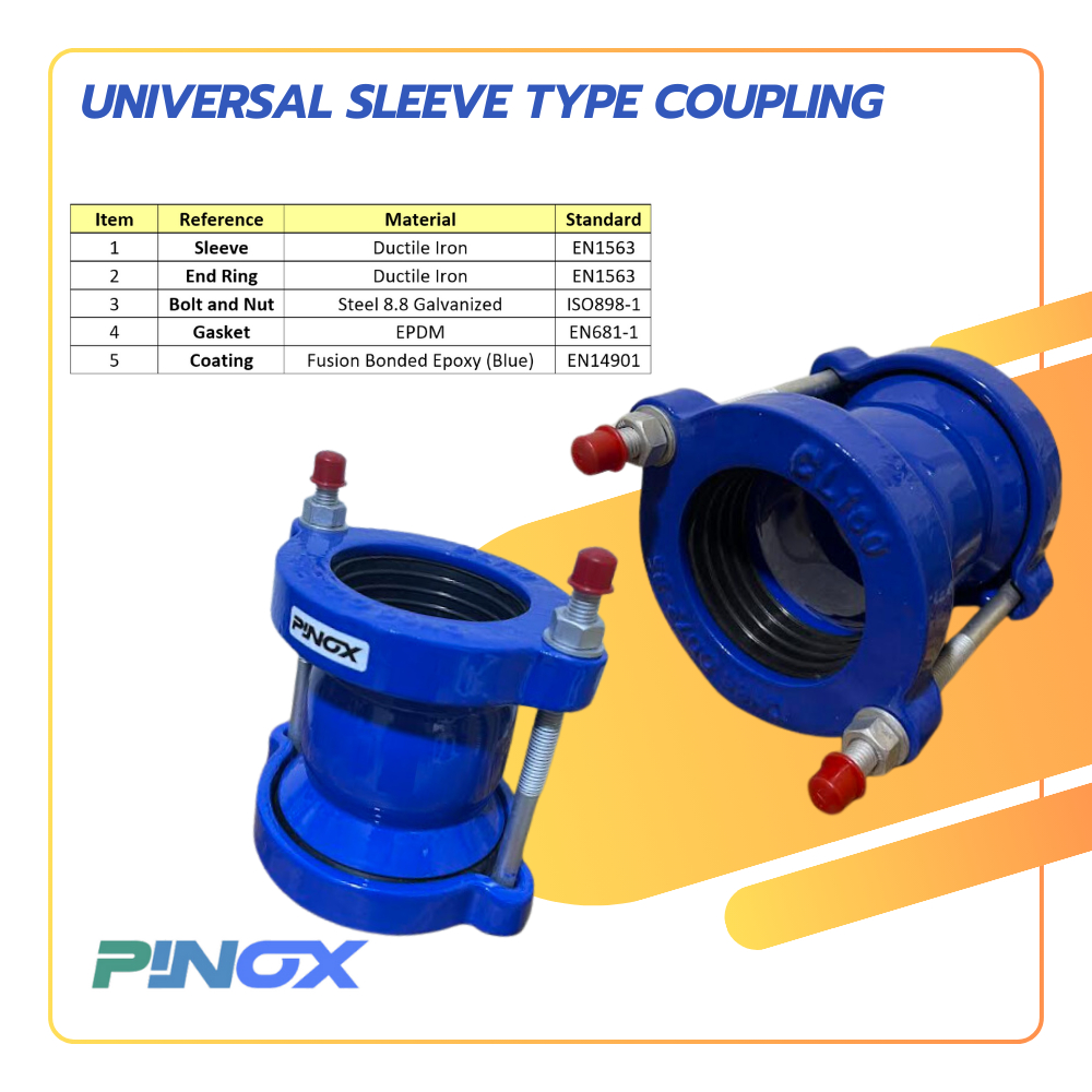 DUCTILE IRON ( STC ) UNIVERSAL SLEEVE TYPE COUPLING, PINOX | Shopee ...