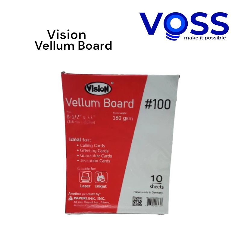 Vision Vellum Board SHORT 180gsm 10 sheets per pack | Shopee Philippines
