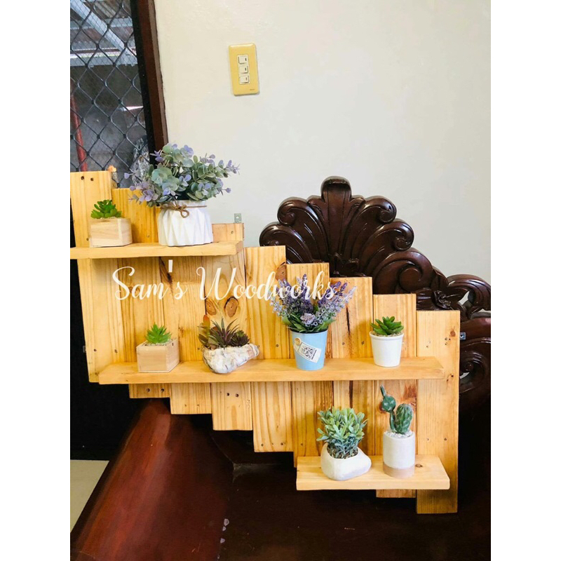 DIAGONAL STYLE WOODEN WALL SHELVES DECOR (ACTUAL PHOTO POSTED) | Shopee ...