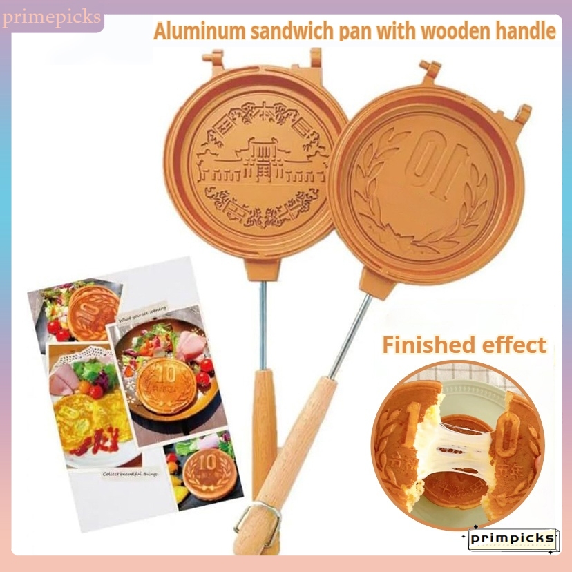 Wood Handle Non-Stick Aluminum Sandwich Home Breakfast Flapjack Tool ...