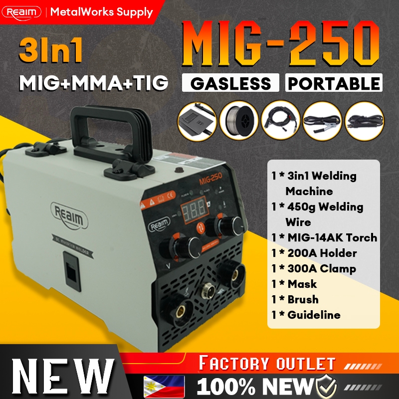 REAIM MIG Portable Welding Machine Inverter MIG-250 TIG/MIG/MMA 3IN1 ...